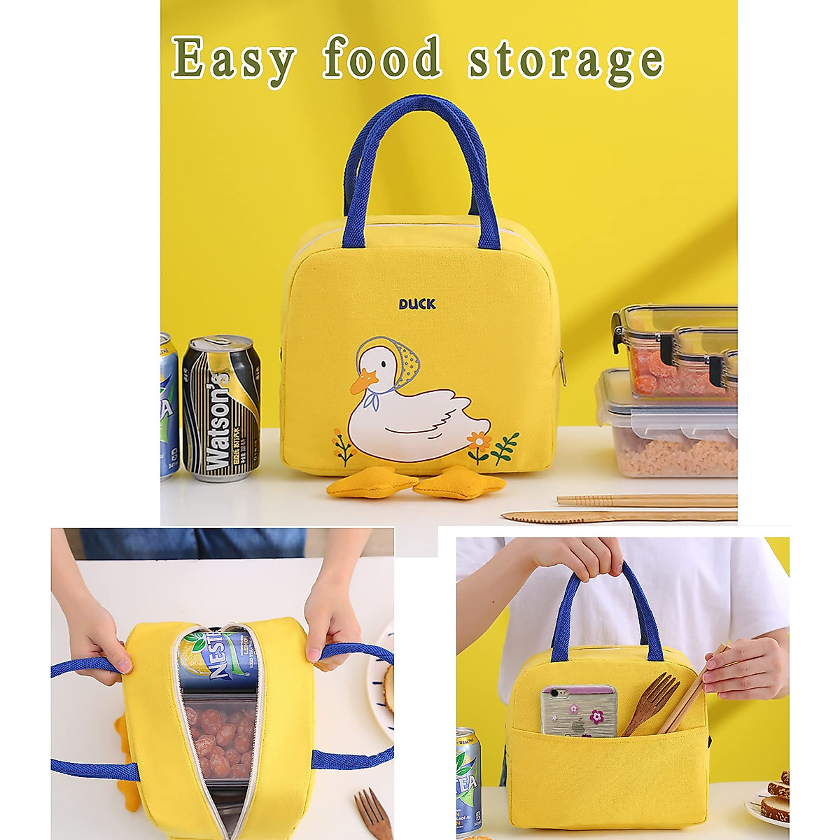 UNMODA Kawaii Lunch Bag for Girls Lunch Box Insulated Cute Lunch Bags for Women Insulated Lunch Box for Kids