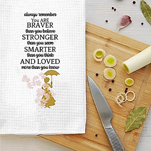 LEVLO Mary Movie Kitchen Towel Poppins Fans Gift You are Braver Stronger Smarter Than You Think Dish Towel Waffle Weave Mary Motivational Kitchen Decor (Mary Towel)