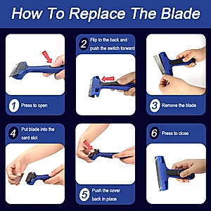 Razor Blade Scraper, 4" Scraper Tool with 10 Extra Replacement Metal Blades, Razor Scraper Remover for Cleaning Paint, Caulk, Adhesive, Label, Decal, Sticker from Window, Glass, Tile, Floor, Stove Top