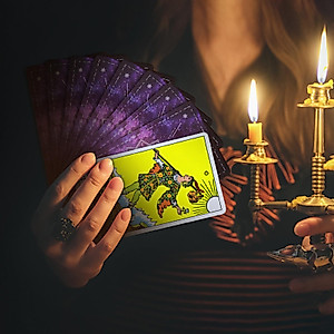 DEBIDSTL Tarot Cards for Beginners,78 Classic Tarot Cards Deck with Guidebook and Velvet Storage Bag,Durable Tarot Cards,Fortune Telling Games (Purple)