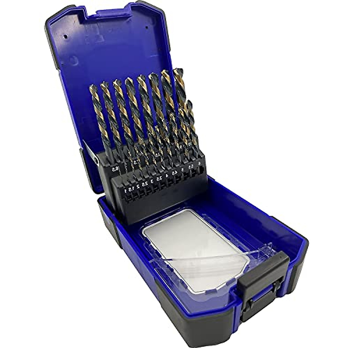 NordWolf 19-Piece Metric HSS M2 Fully Ground Twist Jobber Drill Bit Set, Multi-Drilling Edges Double Flute Tri-Flatted Shank Black Gold Finishing in Heavy Duty Injection Plastic Box, Sizes 1mm to 10mm