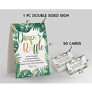 Diaper Raffle Tickets for Baby Shower Sign，Baby Shower Invitations with Diaper Raffle Cards - Baby gender neutral tickets(1 Sign with 50 Raffle Tickets)Toctose034
