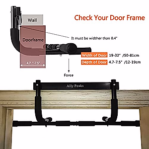 Ally Peaks Pull Up Bar for Doorway | Thickened Steel Max Limit 440 lbs Upper Body Workout| Multi-Grip Strength| Indoor Chin-Up Bar Fitness Trainer for Home Gym Portable