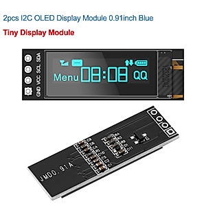MakerFocus 2pcs I2C OLED Display Module 0.91 Inch I2C SSD1306 OLED Display Module Blue I2C OLED Screen Driver DC 3.3V~5V for Ar duino