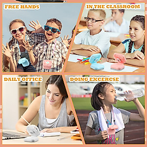 Hortsun 24 Pcs Necklace Fans Portable Neck Fan USB Rechargeable Battery 3 Speed Air Circulatory Handheld Fan for Cooling Small Personal Hand Free Fan Travel Office(Blue, Pink, White)