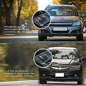 KICKOUTOR Rodent Repellent for Car Engines, Ultrasonic Under Hood Animal Repeller, Battery Operated & 12V 24V Car Truck RV Rat Deterrent Rodent Defense Vehicle Protect with LED Strobe Lights (1 Pack)