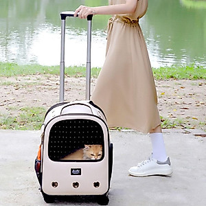 Backpack Trolley with 5 Wheels Folding Compact Lightweight Luggage Cart Spinner Rolling Luggage Cart for Bags, Pet Carriers, Dog Backpacks Carriers