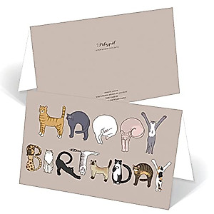 Pibypil Happy Birthday Card, Funny Cat Cards For Mom, Dad, Sister, Daughter, Brother, Son, Best Friend, Wife, Husband, Granddaughter, Grandma Kitten Lover