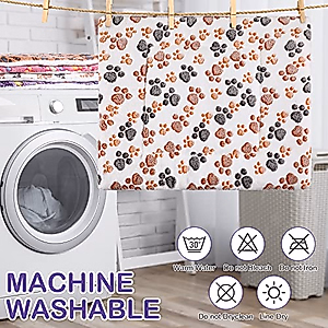 Haull 4 Pcs Waterproof Guinea Pig Bedding Winter Guinea Pig Plush Cage Liners Soft Dog Cat Bed Mat Reversible Cozy Animal Pee Pad Hamster Bed Mat Washable for Bunny (Paw,13 x 18.5 Inch)