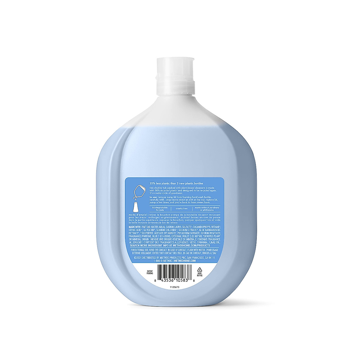 Method Foaming Hand Soap Refill, Sea Minerals, Recyclable Bottle, Biodegradable Formula, 28 fl oz (Pack of 4)