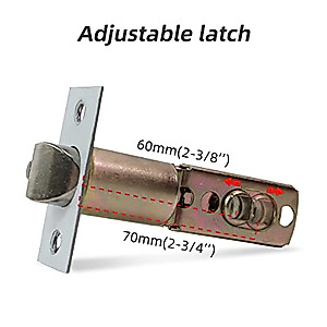 TooCust Square Front Door Handle with Lock, Heavy Duty Door Lock with Key, Brushed Nickel Door Levers with Adjustable Latch, Front Door Lock for Exterior/Interior, Left/Right Hand Reversible