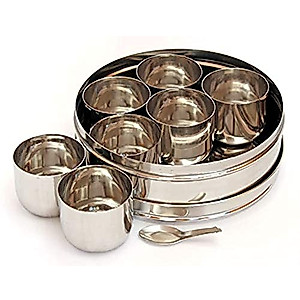 SHREESHANAIK Stainless Steel Masala Box,Stainless Steel Masala Dabba, Stainless Steel Spice Container, Indian Kitchen Spice Box for Chefs