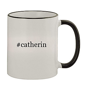 #catherin - 11oz Colored Handle and Rim Coffee Mug, Black