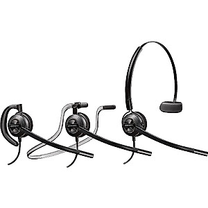 Plantronics - EncorePro HW540 Convertible Headet - Wired Convertible (3 wearing styles) Headset with Boom Mic - Connect to your PC and/or Deskphone, One Size, Black