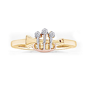 Round White Natural Diamond Accent Trumpet Three Tone Engagement Wedding Ring 14k Solid Yellow Gold (Color: I-J, Clarity: I2-I3, 0.04 Cttw)-8