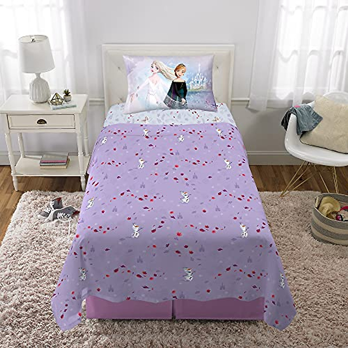 Disney Frozen 2 Kids Bedding Super Soft Microfiber Sheet Set, Twin, "Official" Disney Product By Franco