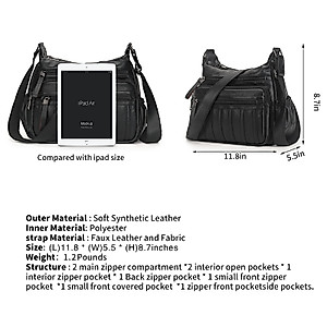 Alovhad Fashion PU Leather Crossbody Bag For Women Shoulder Bag Large Capacity Designer Casual Hobo Tote Bag (Black)