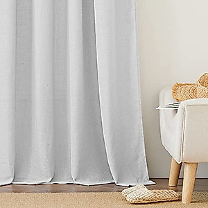 RYB HOME Grey Sheer Curtains - Linen Curtains Grommet Window Curtain Drapes Light Airy Semi Sheers for Bedroom Patio Living Room Patio Door, Wide 52 x Long 84 inch, 2 Panels, Dove Grey