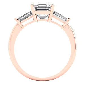 1.62 ct Sq Emerald cut 3 stone Solitaire Genuine Moissanite Engagement Promise Anniversary Bridal Ring 18K Rose Gold 5.5
