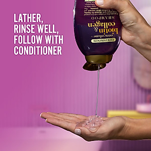 OGX Thick & Full + Biotin Collagen Extra Strength Volumizing Shampoo with Vitamin B7 Hydrolyzed Wheat Protein for Fine Hair. Sulfate-Free Surfactants Thicker, Fuller Hair, 13 Fl Oz