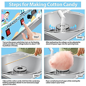 ExGizmo Commercial Cotton Candy Machine,1200W Electric Cotton Candy Machine,Stainless Steel Sweet Sugar Candy Floss Maker for Family Party or Carnivals Festivals