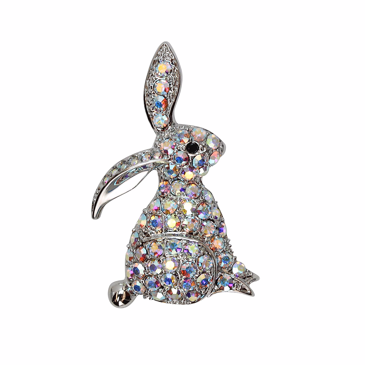 Faship AB Rhinestone Crystal Bunny Rabbit Pin Brooch for Easter