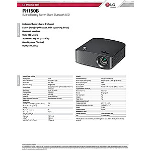 LG PH150B 720p Wireless LCOS Projector