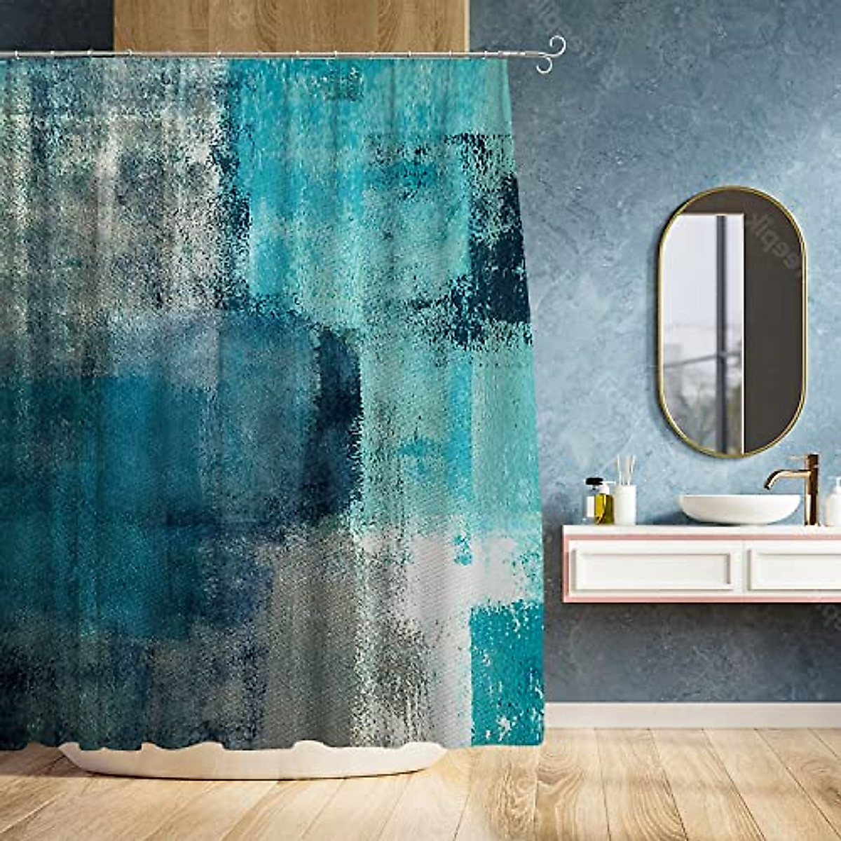 YEZEX Shower Curtain Set with 12 Hooks - Waterproof Polyester Fabric Shower Curtains for Modern Home Bathroom Decorations, Machine Washable, 72"x72"