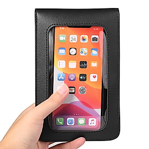 Bobrand Cell Phone Crossbody Bag for Women Shoulder Bags Touch Screen Wallet Purse with Clear Window(Black)