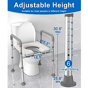 HOMLAND Raised Toilet Seat with Handles, Toilet Seat Riser for Seniors with Adjustable Height & Width, FSA/HSA Eligible 400lb Handicap Elevated Toilet Seat for Elderly, Pregnant, Fit Any Toilet