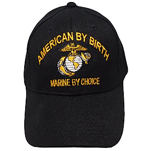 Trade Winds American by Birth Marine by Choice Black Acrylic Adjustable Embroidered Baseball Hat Cap - Officially Licensed