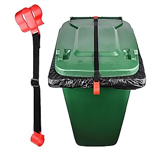 1Pc Trash Can Lid Lock, Trash Can Lock for Animal, Adjustable Garbage Can Lock for Outside(Color:Black+red)