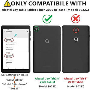 JSUSOU Case for Alcatel Joy Tab 2 with Tempered Glass Screen Protector | Heavy Duty Shockproof Kids Protectiv Case with Built-in Kickstand for Alcatel Joy Tab 2 8" Tablet (Model: 9032Z)| Black