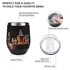 WYUSPGK 304 Stainless Steel Insulated Cup, Whisky Beer Pictures Print Smooth Rim, Durable & Reusable - Perfect for Office, Home, And Travel