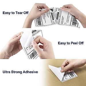 Made in USA 6,000 Labels Fanfold 4" x 6" Direct Thermal Labels, with Perforated line for Thermal Printers - Compatible Zebra & Rollo Printer (4" x 6" - 6000 Labels)