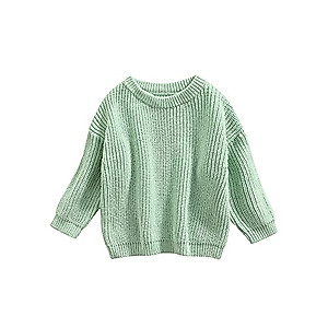 Infant Toddler Baby Girl Boy Knit Sweater Pullover Sweatshirt Warm Long Sleeve Shirt Tops Knitted Fall Winter Clothes (Light Green, 2-3T)