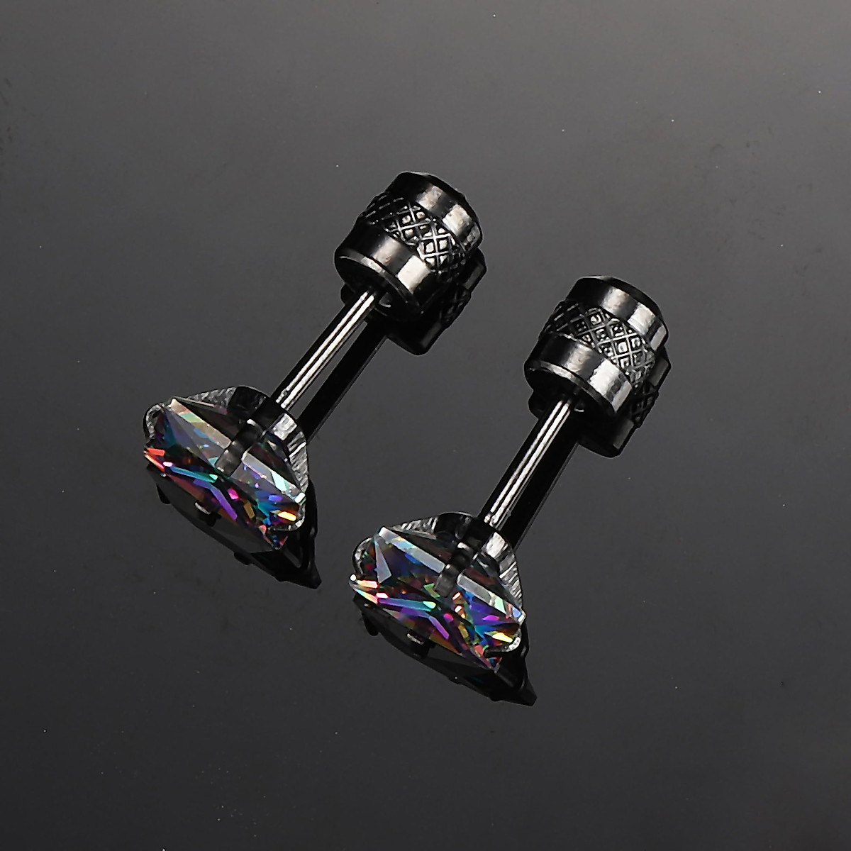 Titanium Screw Back Halo CZ Stud Earrings for Women Men, Cubic Zirconia, Cubic Zirconia