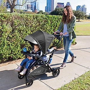 Baby Trend Sit N' Stand 5-in-1 Collapsible Kids Shopper Stroller with Shaded Canopy Visor, Extendable Storage Basket, and 2 Cup Holders, Stormy