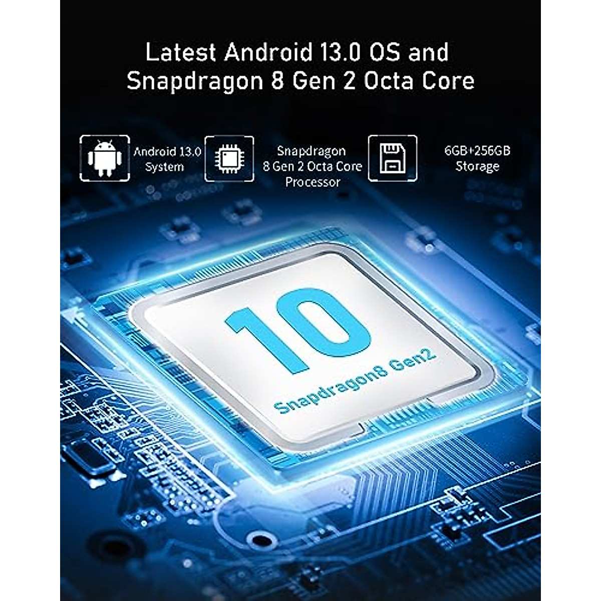 SANSHREUNI K60 Unlocked Cell Phones, 6GB+256GB Android 13 Unlocked Phone, 6.7" Screen+ Display 120HzD, 64MP Camera, Octa-Core CPU, 5500mAh Battery, GPS, AI Face, Dual SIM 5G Phone (Blue)