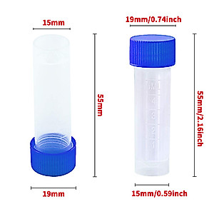 Twdrer 50PCS 5ml Plastic Graduated Vial Tube with Screw Caps,Small Test Sample Bottles Tubes Container with Lid