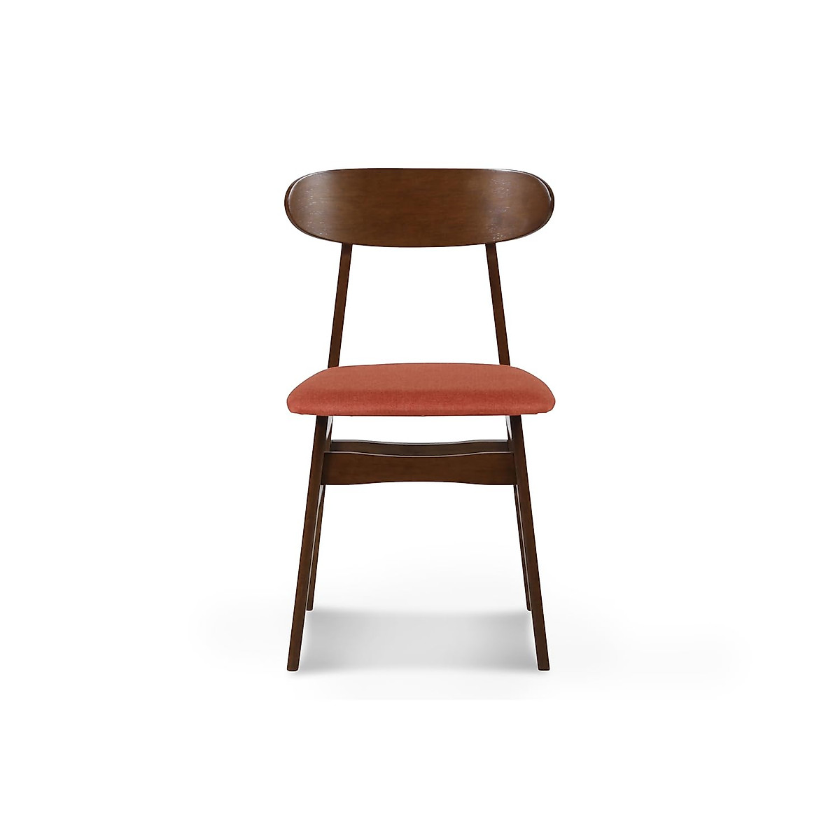 New Classic Furniture Morocco Mid-Century Modern Dining Chair (Set of 2), Orange Cushions, Walnut Brown Finish