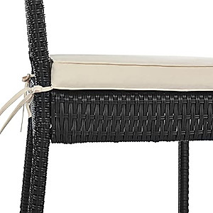 RUNNA 7-Piece Outdoor Patio Dining Set,PE Wicker Bar Furniture Set with Acacia Wood Tabletop and 6 Dining Chairs for Backyard, Garden