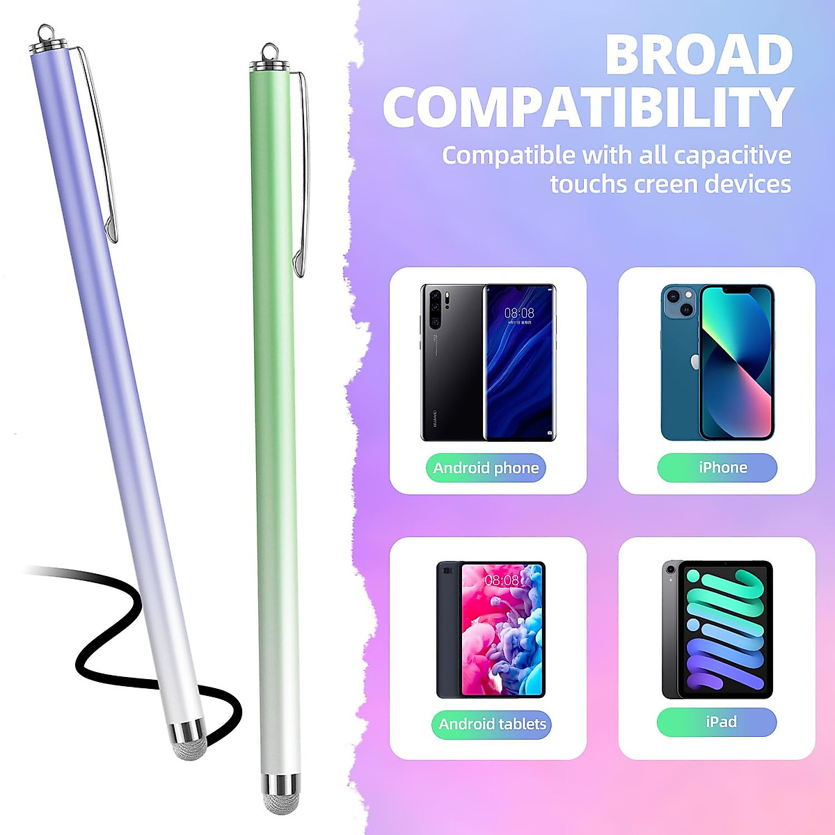 Long Stylus Pen for Touch Screen [3Pcs Mesh tip Precise Touch] Universal Stylist Pen for iPhone iPad Chromebook Capacitive Digital Drawing Fine Point Styluses