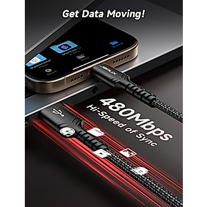 JSAUX USB C Cable [2-Pack 6.6ft], USB A to USB Cord 3.1A Fast Charging Compatible with iPhone 16/16 Plus/16 Pro/16 Pro Max/iPhone 16e/iPhone 15 Series, Samsung S20 S10 S9, Note 20 10, Car Play -Black