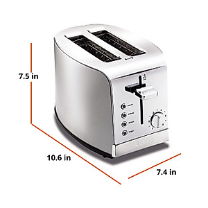 KRUPS 2 Slice Toaster with 6 browning levels and 4 easy-to-use functions, Stainless Steel, Silver
