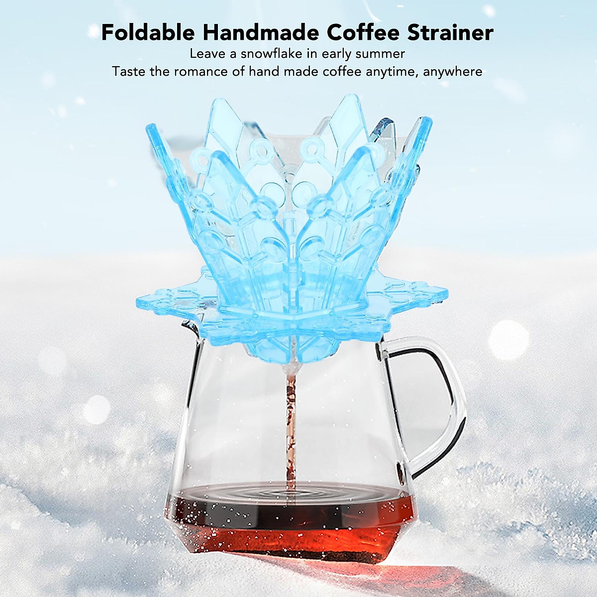 Coffee Strainer, Easy to Use Foldable Portable Snow Shaped Coffee Filter Maker for Drinks (Blue)