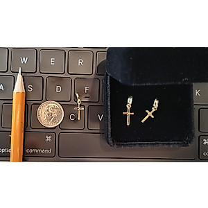 Solid 14K Yellow Gold Traditional Classic Small Tiny Cross Pendant Charm (Height = 1/2" , Width = 1/4") - Jewelry Gifts For Women Wife Mom Gifts For Men Husband Dad