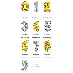 AnnoDeel 10 pcs 16inch Number Gold Balloons, 0~9 Gold Foil Balloons for Birthday Wedding Party Decorations Number Balloons