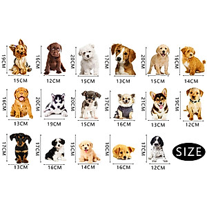 17PCS Dogs Wall Sticker 3D Pet Stickers for Kids Wall Decals Living Room Baby Rooms Bedroom Toilet House Wall DIY Decoration… (Blown-17dogs)