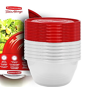 Rubbermaid TakeAlongs Serving Bowl Food Storage Containers, 15.7 Cup, Tint Chili, 12 pack